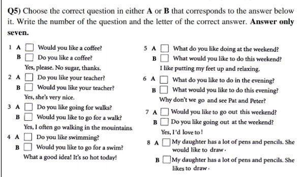 Solved (5) Choose the correct question in either A or B that | Chegg.com