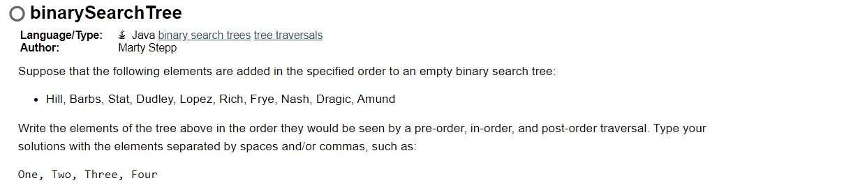 Solved binarySearchTree Language/Type: st Java binary search | Chegg.com