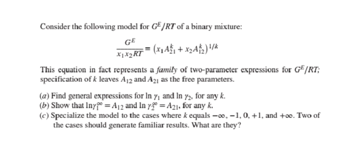 Solved Consider the following model for GE/RT of a binary | Chegg.com