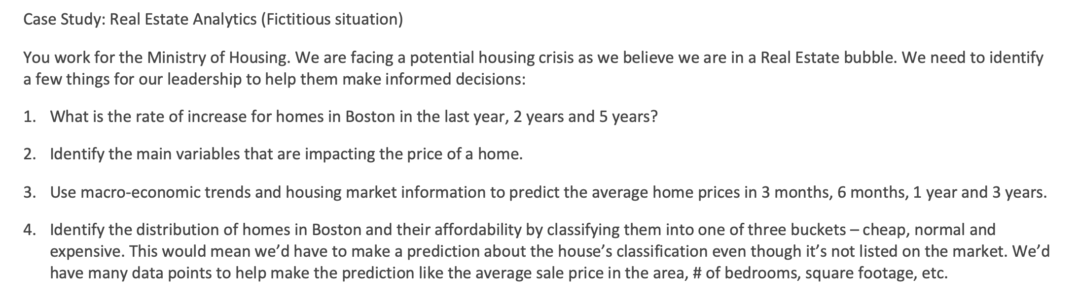 Case Study: Real Estate Analytics (Fictitious | Chegg.com