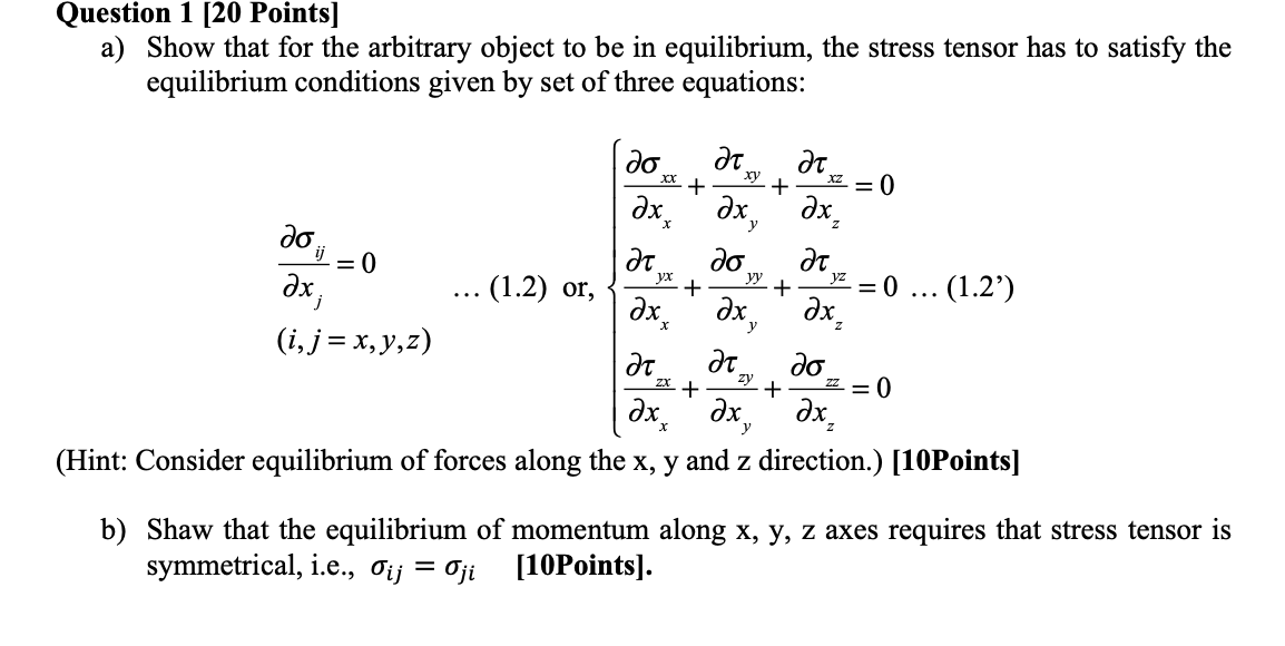 Solved Question 1 [20 Points] a) Show that for the arbitrary | Chegg.com