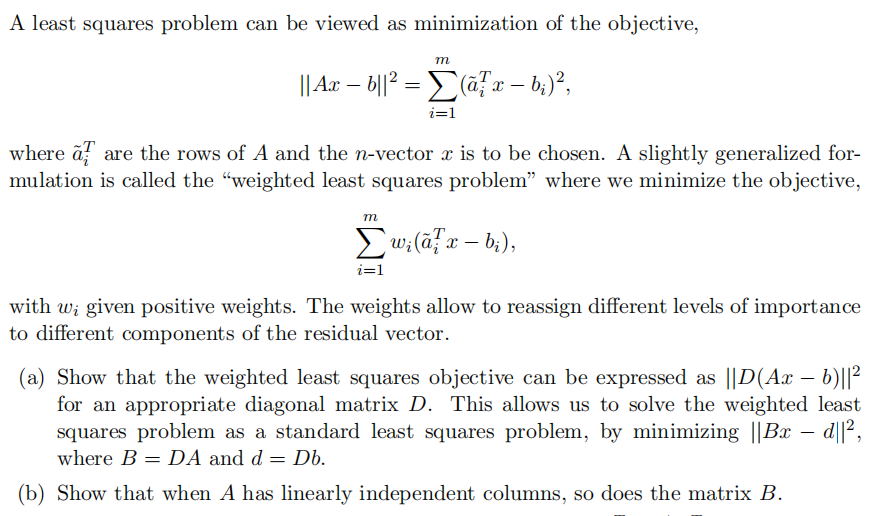 A least squares problem can be viewed as minimization | Chegg.com