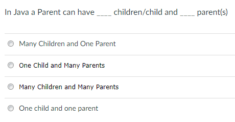 Solved In Java a Parent can have-一children/child and | Chegg.com