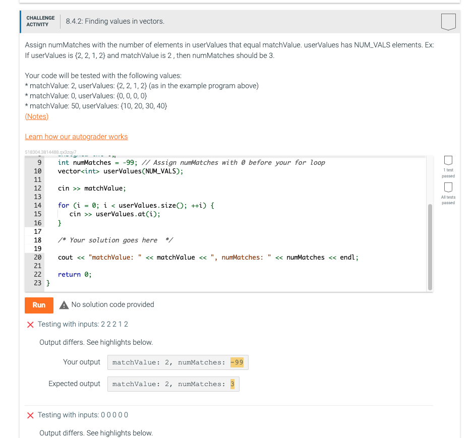 Solved C 842 Finding Values In Vectorsassign 