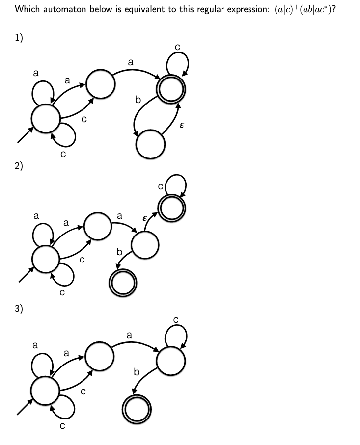Solved Which automaton below is equivalent to this regular | Chegg.com
