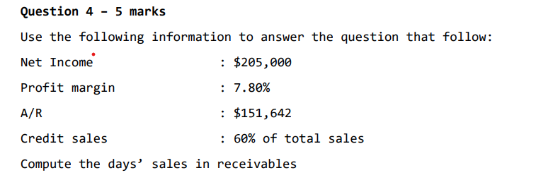 Solved Question 4 - 5 marks Use the following information to | Chegg.com Solved Question 4 - 5 marks Use the following information to | Chegg.com