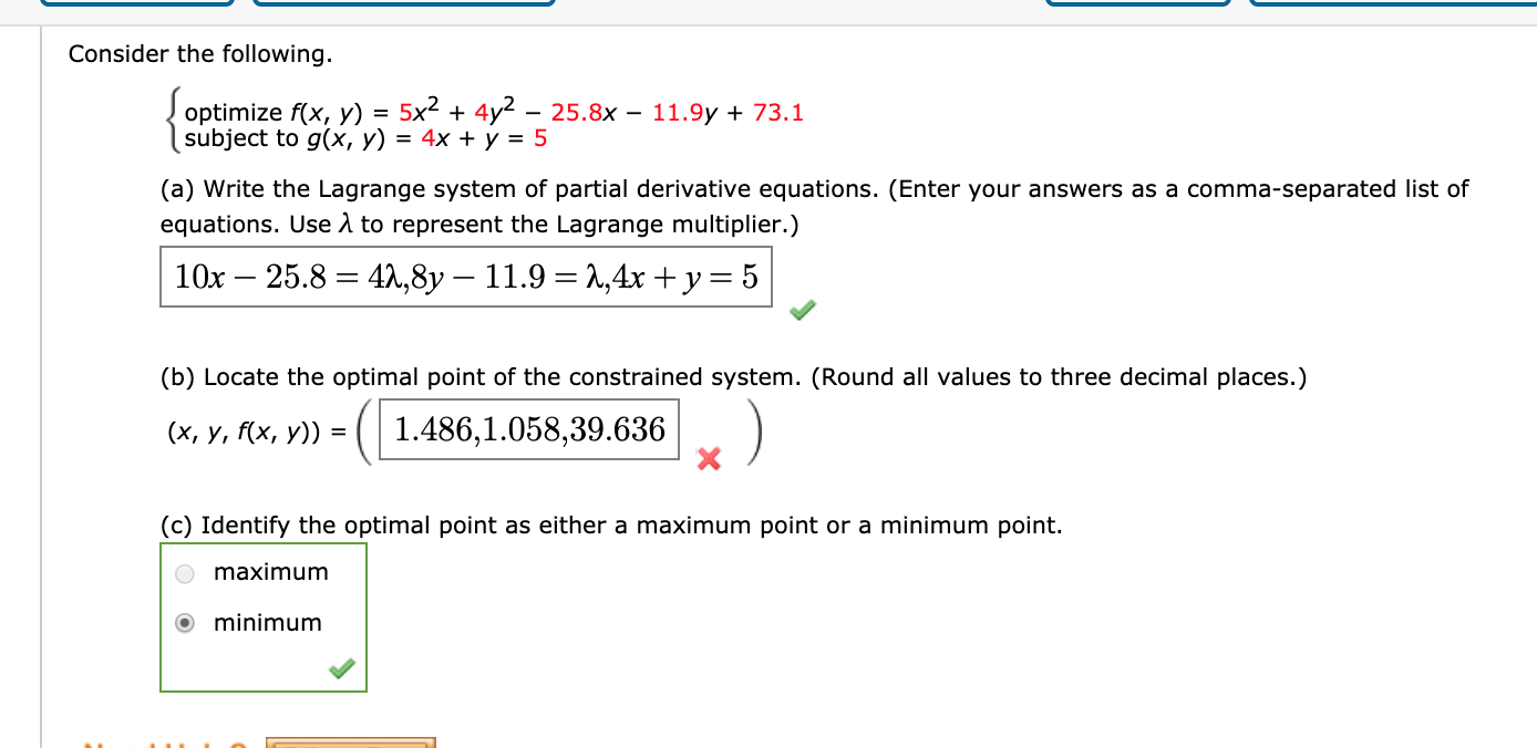Solved Consider the following. optimize f(x, y) = 5x + 4y - | Chegg.com