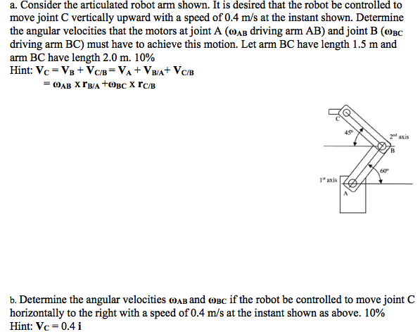 Solved a. Consider the articulated robot arm shown. It is | Chegg.com