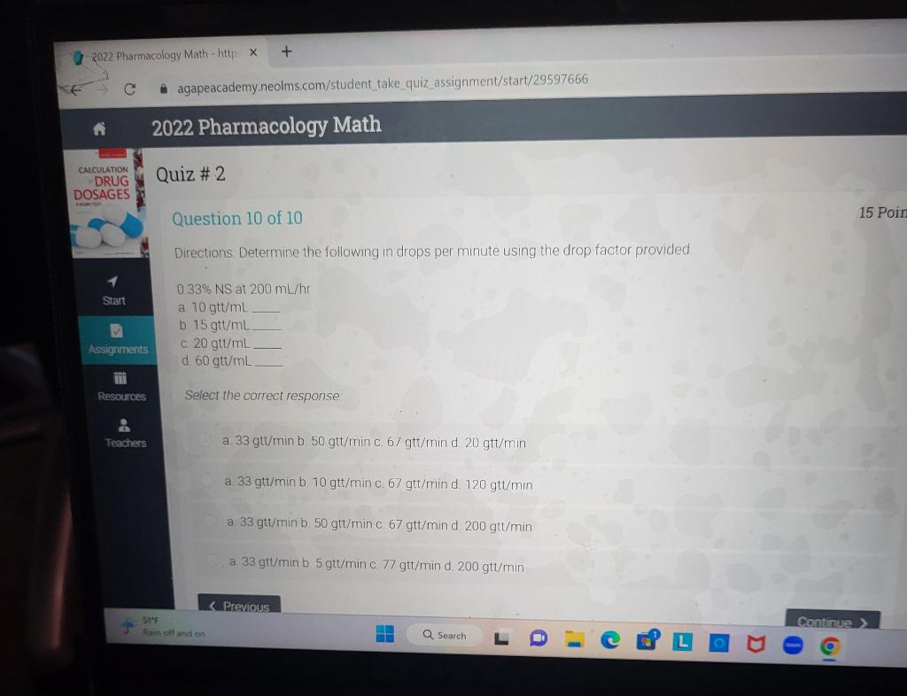 Solved Directions Determine the following in drops per | Chegg.com