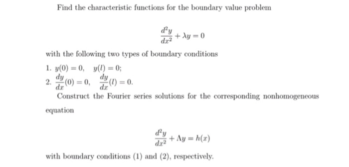 Solved Find the characteristic functions for the boundary | Chegg.com