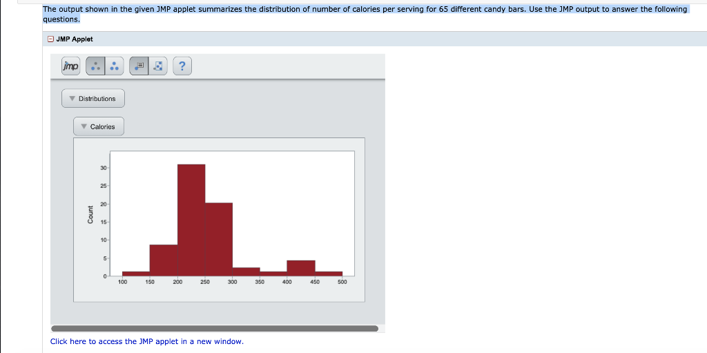 Solved The output shown in the given JMP applet summarizes | Chegg.com