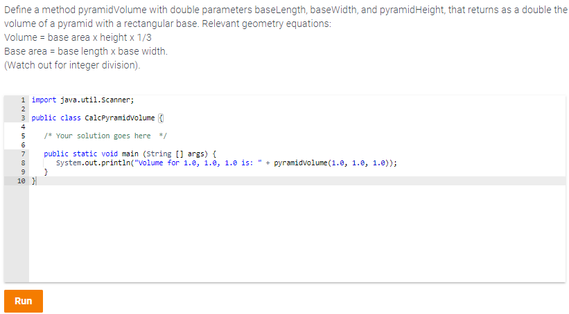 Solved Define A Method Pyramidvolume With Double Parameters 5193