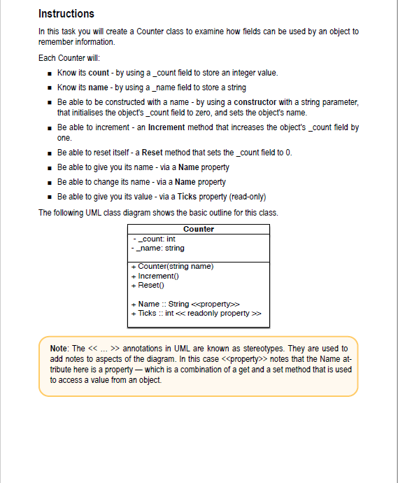 Solved Instructions In this task you will create a Counter | Chegg.com