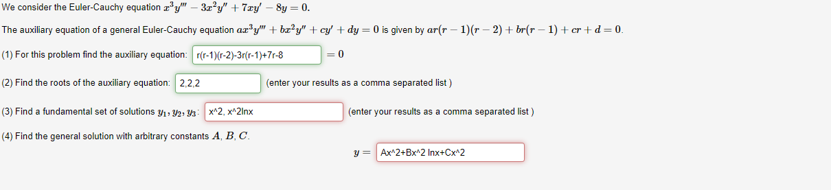 Solved We consider the Euler-Cauchy equation xy" – 3x²y" + | Chegg.com