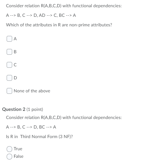 Solved Consider relation R(A,B,C,D) with functional | Chegg.com