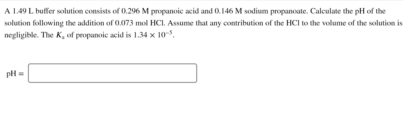 Solved A 1.49 L buffer solution consists of 0.296 M | Chegg.com