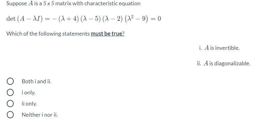 Solved Suppose A is a 5 x 5 matrix with characteristic | Chegg.com