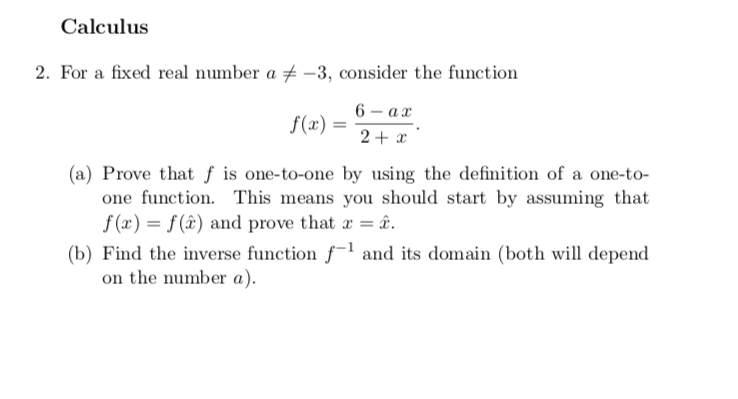 Solved Calculus 2. For a fixed real number a = -3, consider | Chegg.com