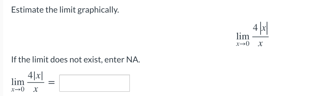 Solved Estimate the limit graphically. 4 lim x=0 х If the | Chegg.com