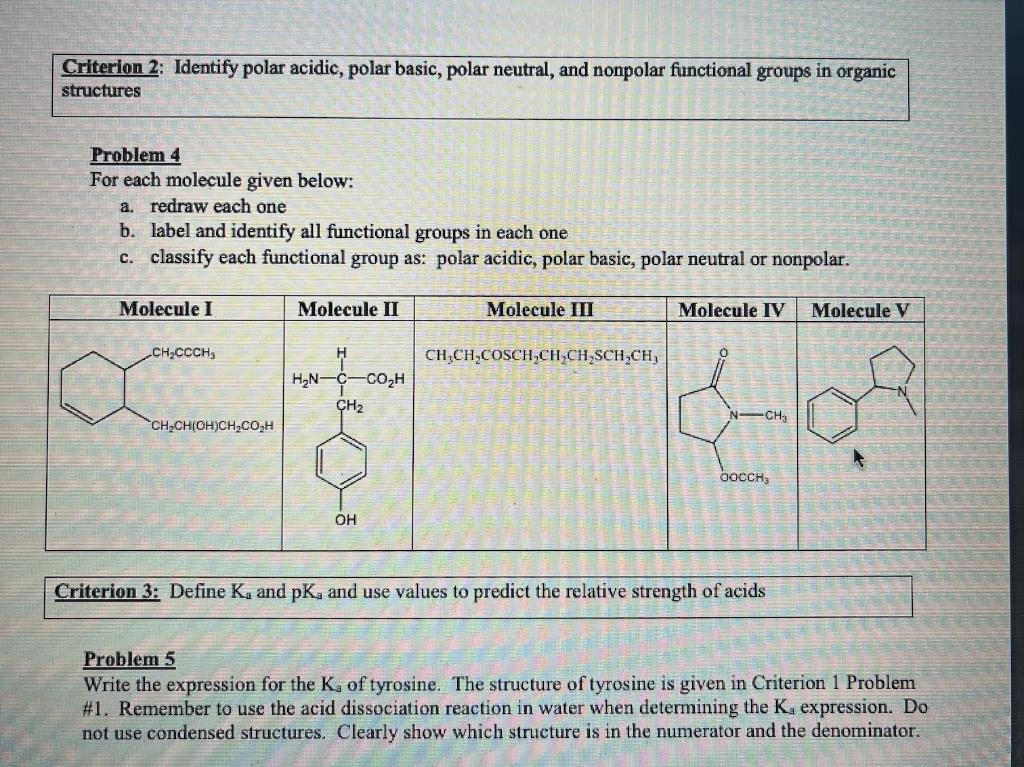 Solved Criterion 2: Identify polar acidic, polar basic, | Chegg.com