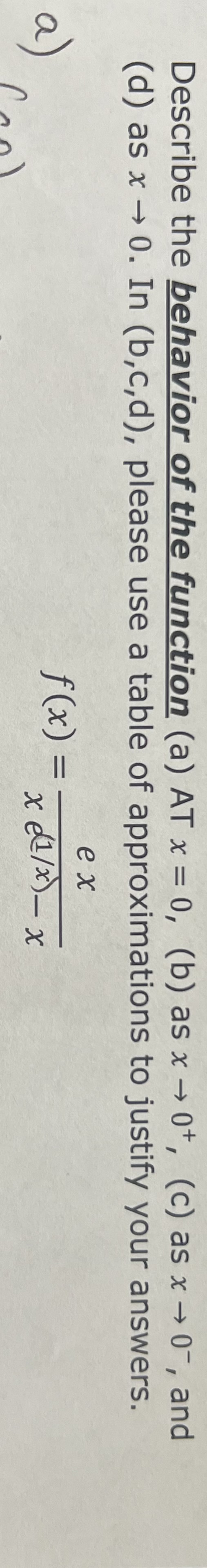 Describe the behavior of the function (a) ﻿AT | Chegg.com