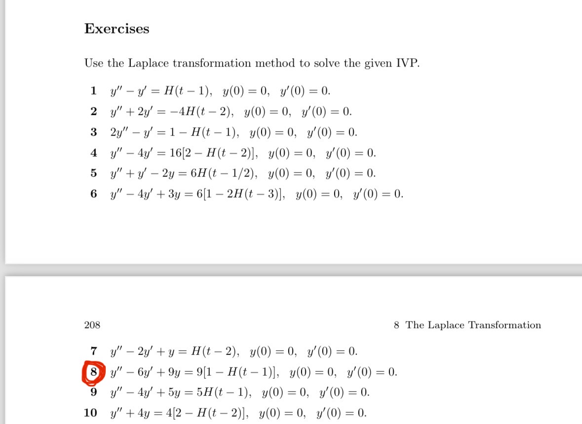 Solved Use the Laplace transformation method to solve the | Chegg.com