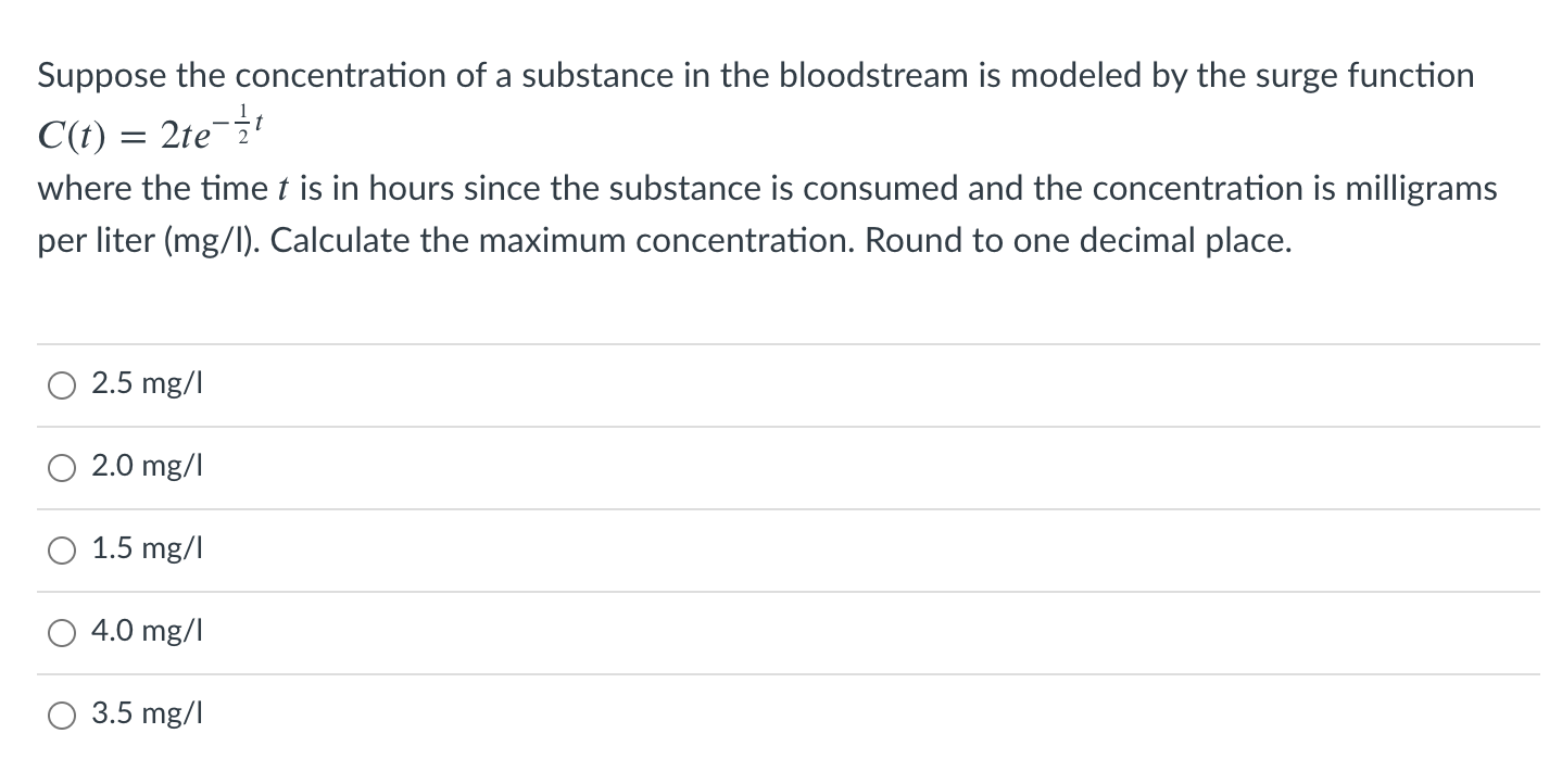 Solved Suppose the concentration of a substance in the | Chegg.com