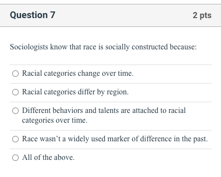 Solved Sociologists know that race is socially constructed | Chegg.com