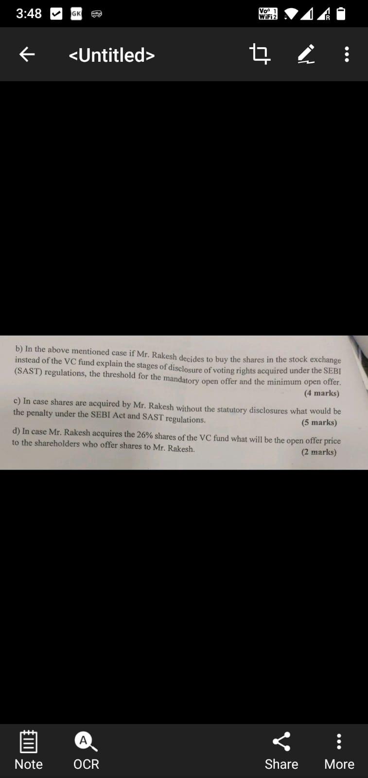 Solved b) In the above mentioned case if Mr. Rakesh decides | Chegg.com