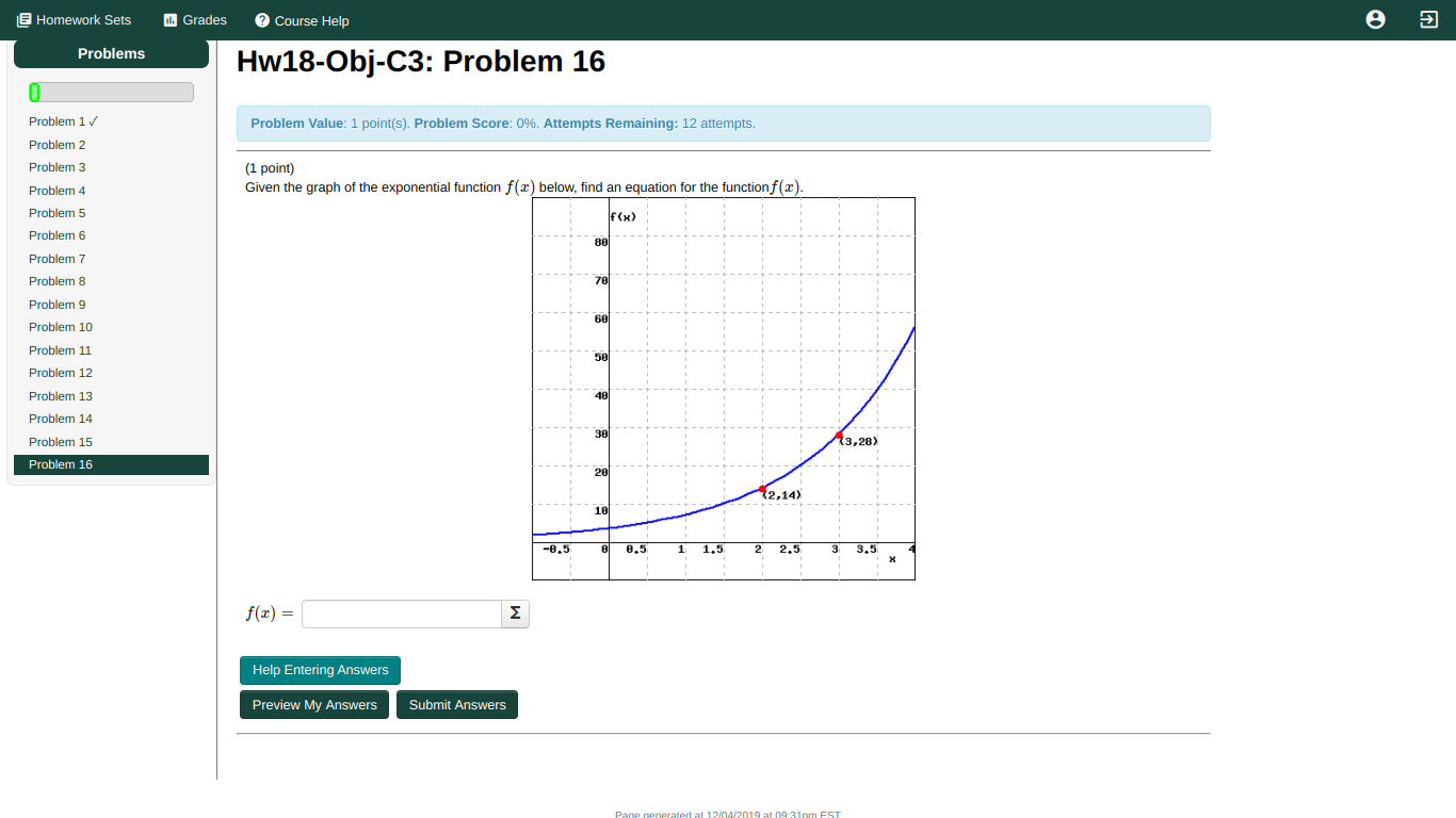 Solved Hw18 Obj C3 Problem 15 Problem Value 1 Points