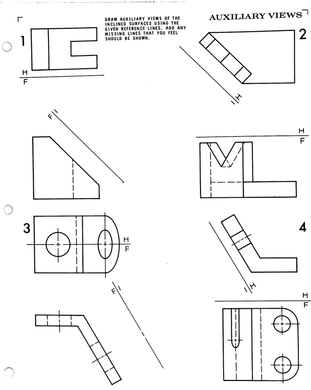 DRAW AUXILIARY VIEWS OF THE INCLINED SURFACES USING | Chegg.com