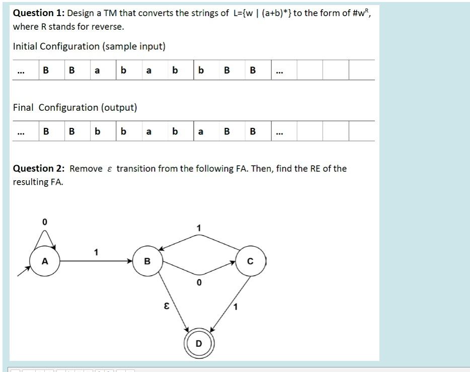 Solved Question 1: Design a TM that converts the strings of | Chegg.com