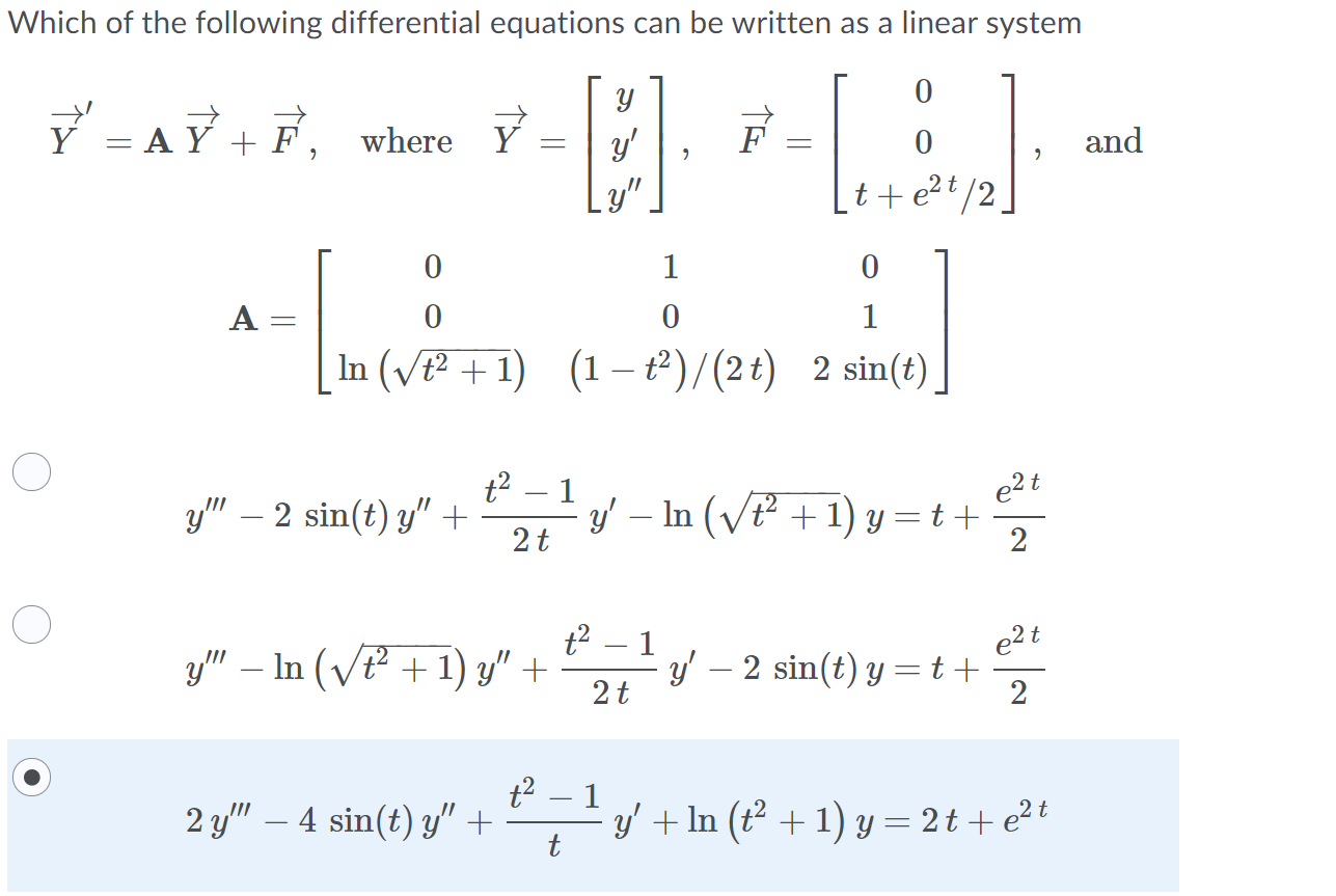 Solved Which of the following differential equations can be | Chegg.com