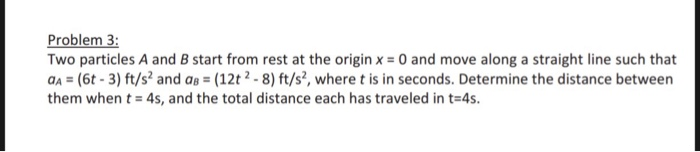 Solved Problem 3: Two particles A and B start from rest at | Chegg.com