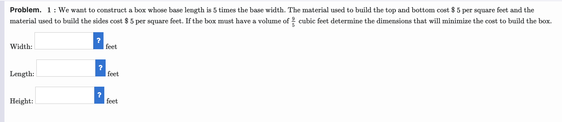 Solved Problem. 1 : We want to construct a box whose base | Chegg.com