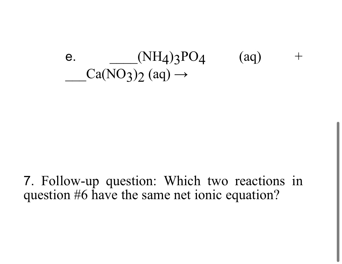 Solved 6. Complete and balance the following reactions. | Chegg.com