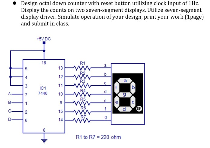 Solved Design octal down counter with reset button utilizing | Chegg.com