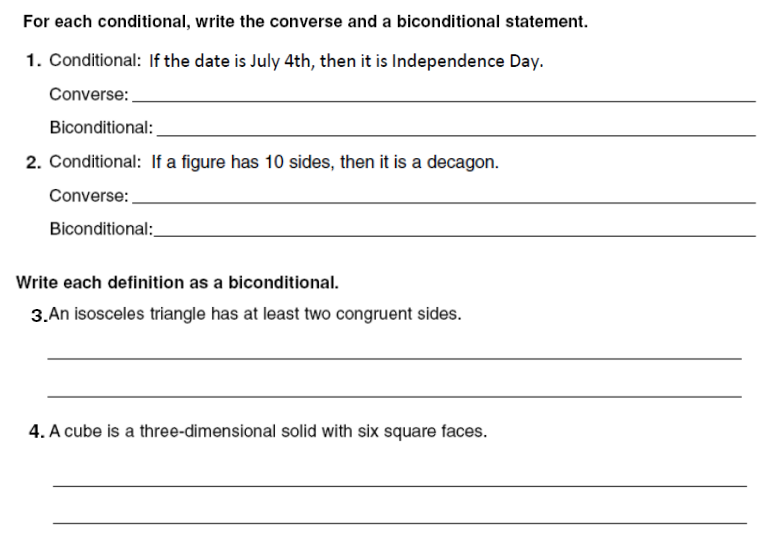 Solved For each conditional, write the converse and a | Chegg.com