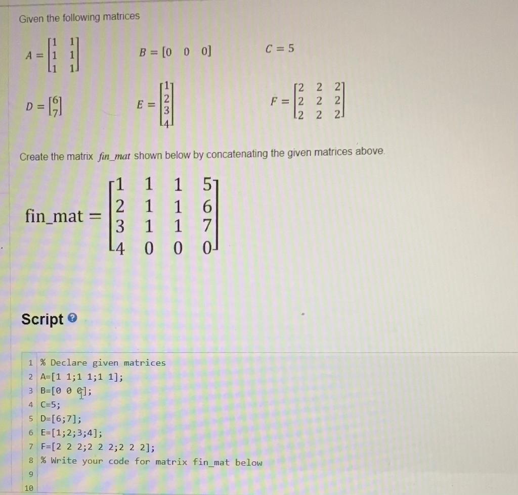 Solved Given the following matrices A = 6] B = [0 0 0] [2 2 | Chegg.com
