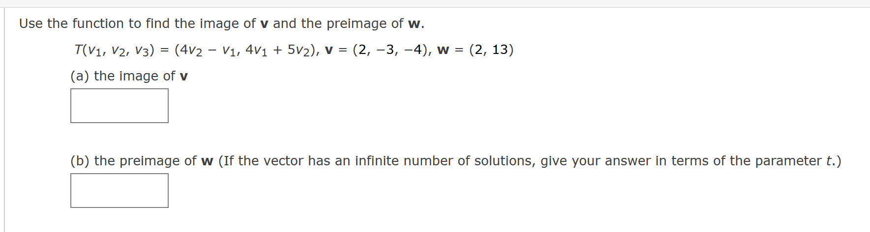 Solved Use the function to find the image of v and the | Chegg.com