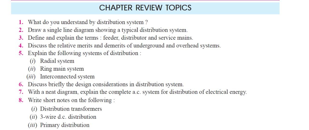 Solved 1 What Do You Understand By Distribution System 2