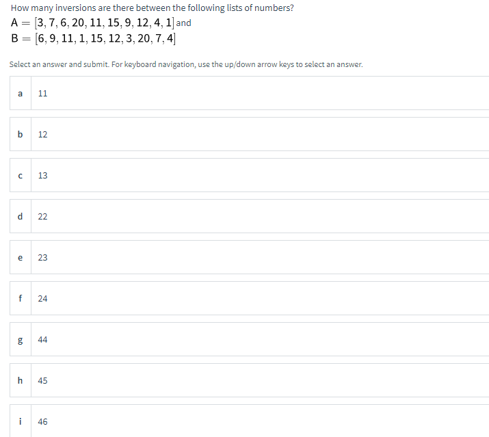 Solved How many inversions are there between the following | Chegg.com