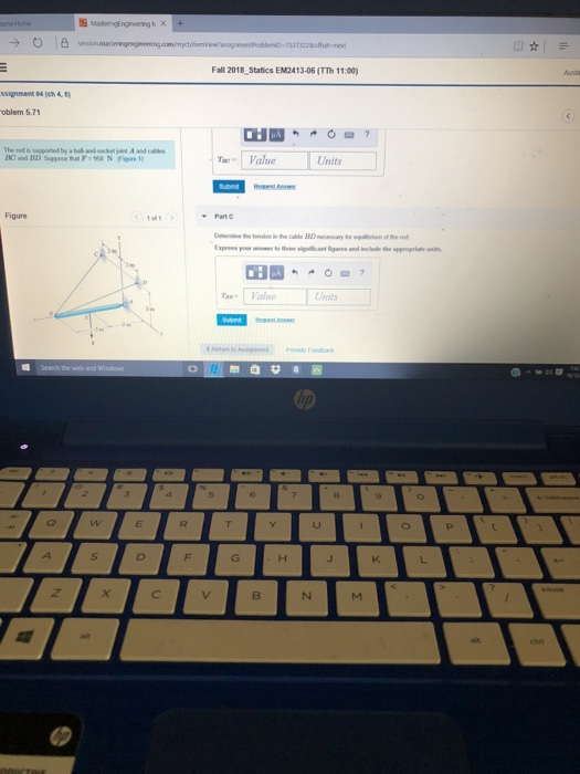 Solved Fall 2018 Statics EM2413-06 (TTh 11:00) oblem 5.71 | Chegg.com