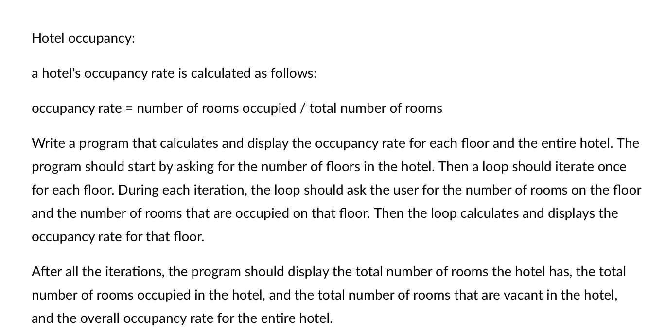 Solved Hotel occupancy: a hotel's occupancy rate is | Chegg.com