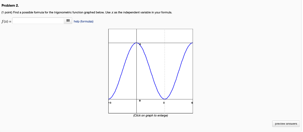 Solved (1 point) Find a possible formula for the | Chegg.com Solved (1 point) Find a possible formula for the | Chegg.com