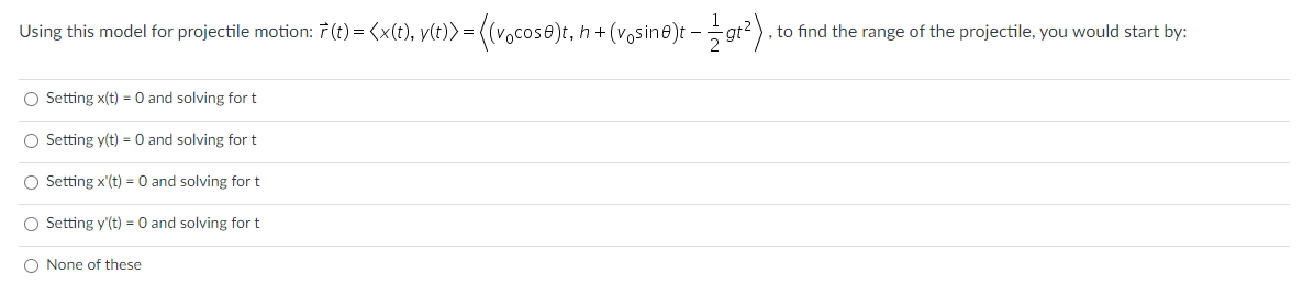 Solved Using this model for projectile motion: | Chegg.com
