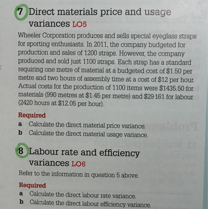 Solved 7 Direct materials price and usage variances Lo5 | Chegg.com