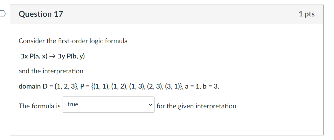 Solved Consider the first-order logic formula | Chegg.com