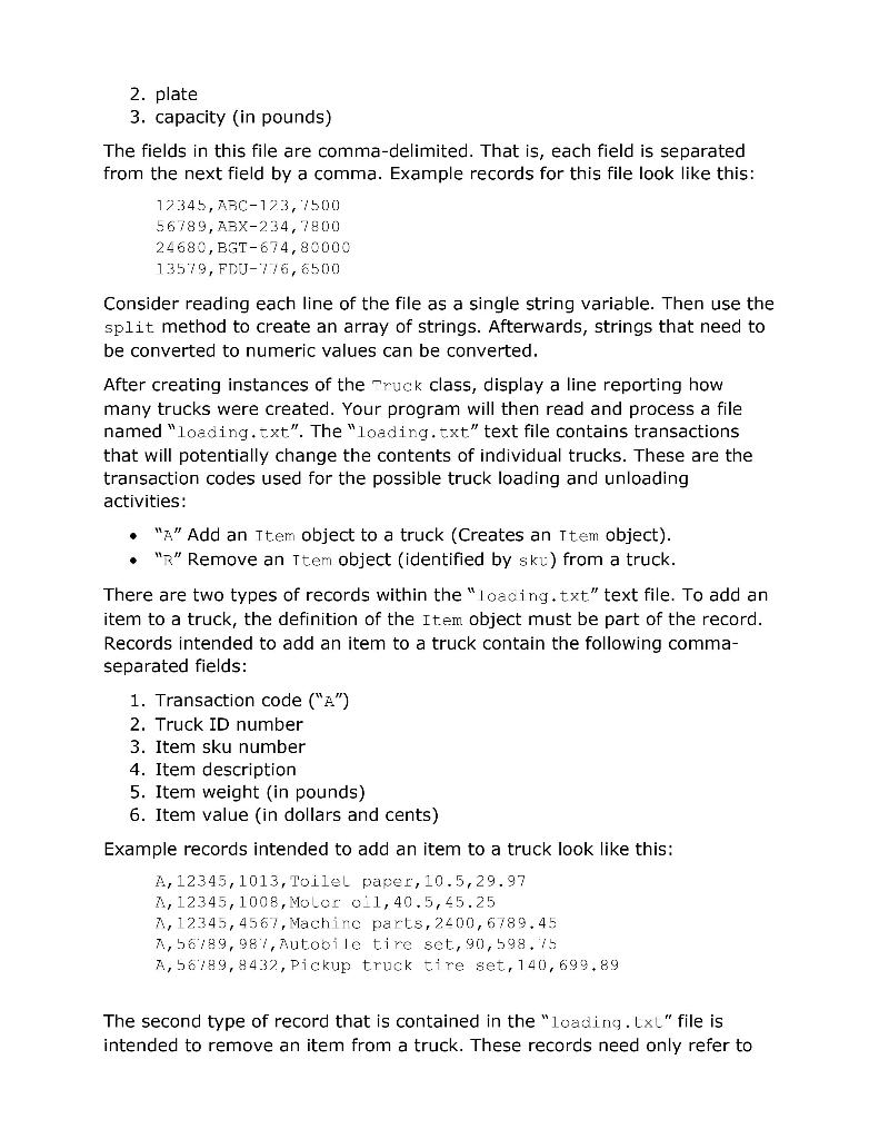 Solved Project Three, Truck Loading . This Programming | Chegg.com