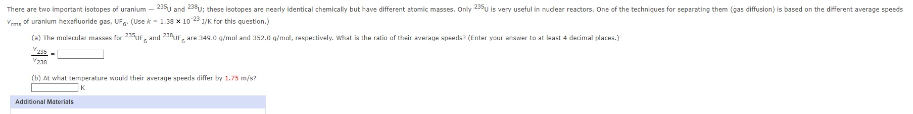 Solved vrms ﻿of uranium hexafluoride gas, UF6. (Use | Chegg.com